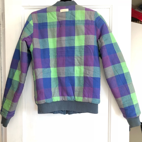 Insight | Jackets & Coats | Insight Green Blue Plaid Reversible Bomber ...